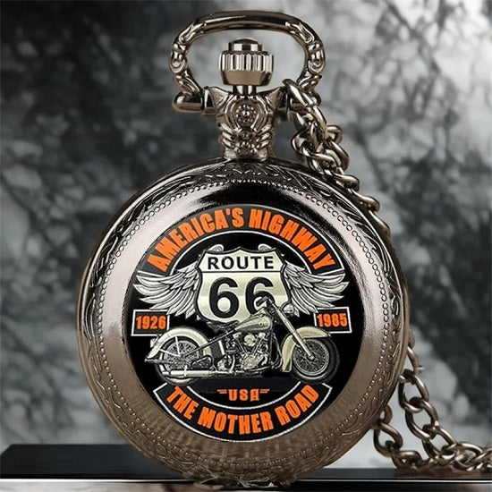 Vintage Classic Route 66 American Highway Quartz Movement Pocket Watch ...